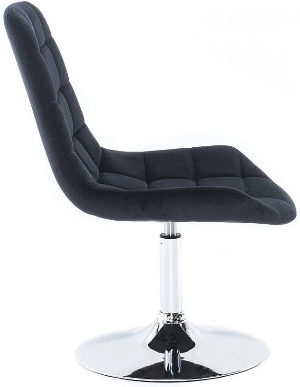 LuxuryForm DESIGN Otočná židle PARIS VELUR na stříbrném talíři - černá