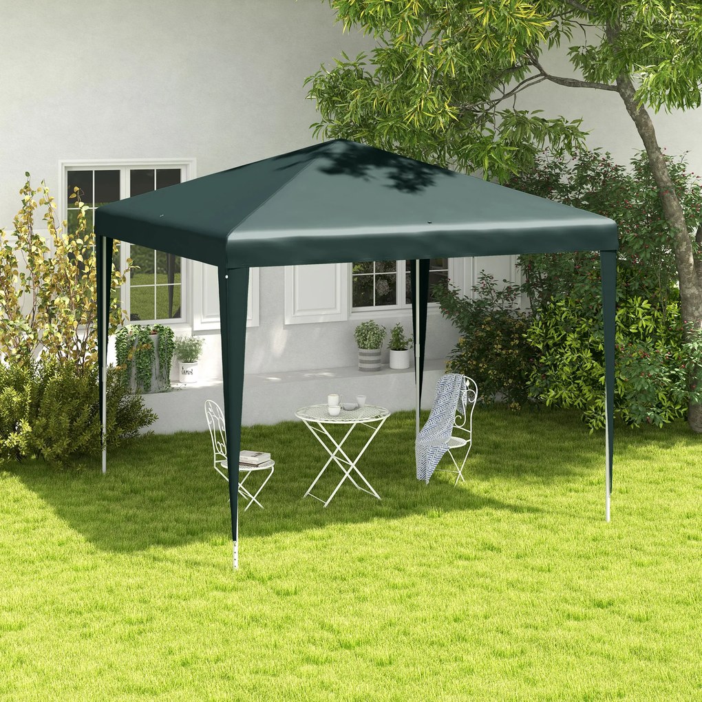 Outsunny altán 2,7 x 2,7 m party stan zahradní altán stan na balkon terasu, tmavě zelená ocel, voděodolný a stabilní | Aosom.de
