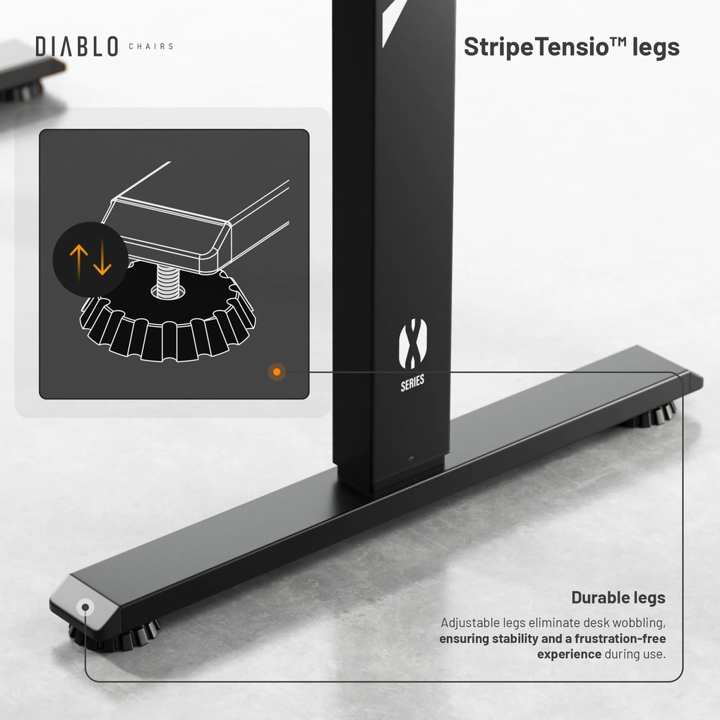 Elektricky výškově nastavitelný stůl 110 cm černý: Diablo X-Tensio 1100