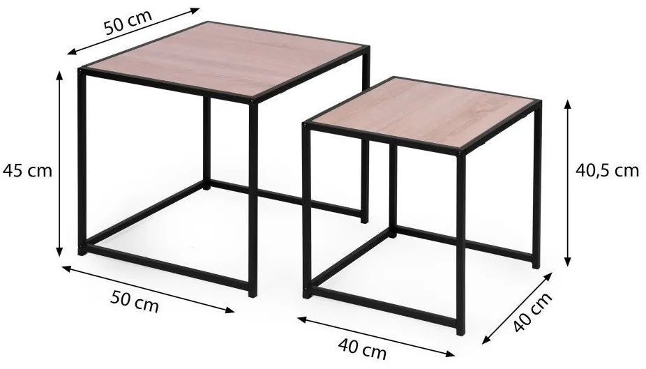 Sada 2 konferenčních stolků v industriálním stylu LOFT