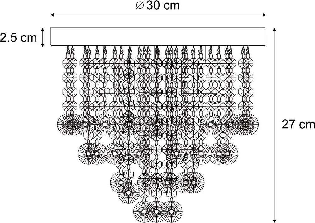 Klasické stropní svítidlo černé s kouřovým sklem - Medusa
