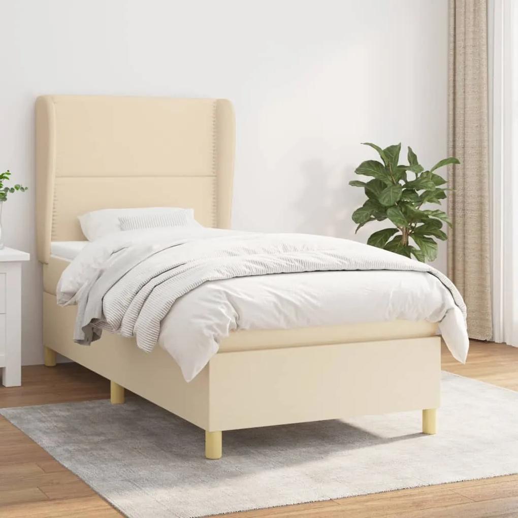 Box spring postel s matrací krémová 80 x 200 cm textil,  3128402