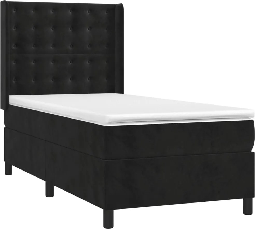 Box spring postel s matrací a LED černá 80 x 200 cm samet 3139771