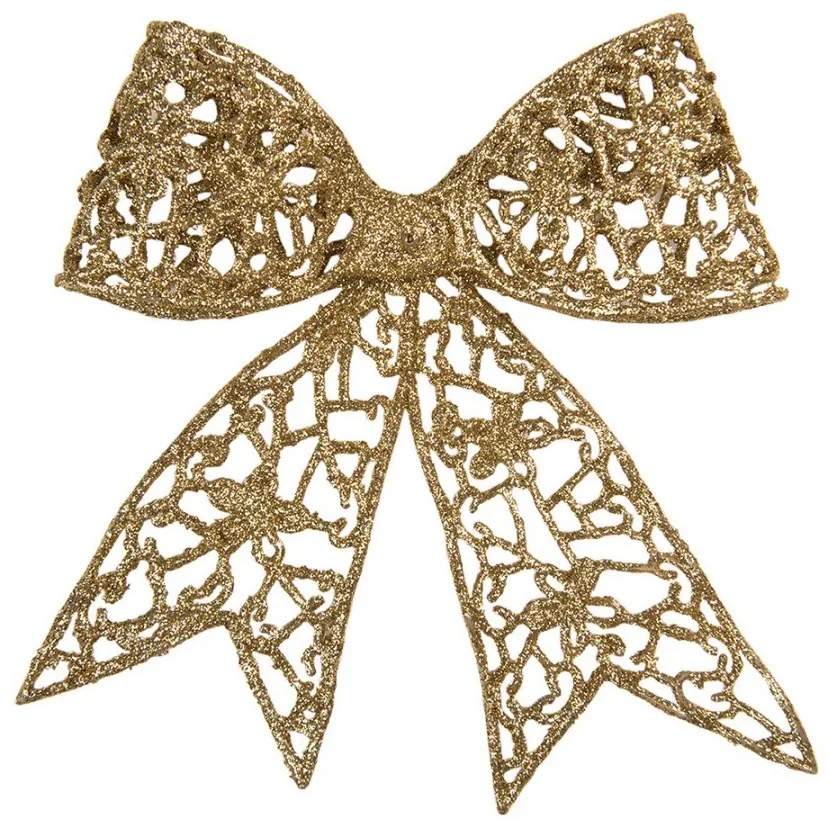 Zlatá třpytivá dekorace mašle - 18*2*16 cm