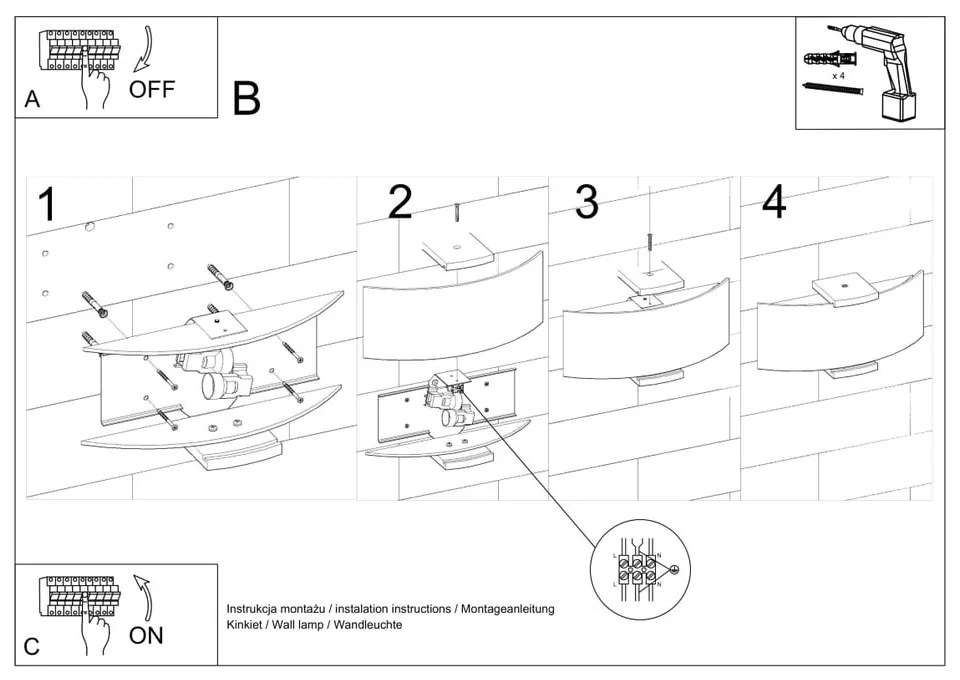 Bílé nástěnné svítidlo Eva – Sollux
