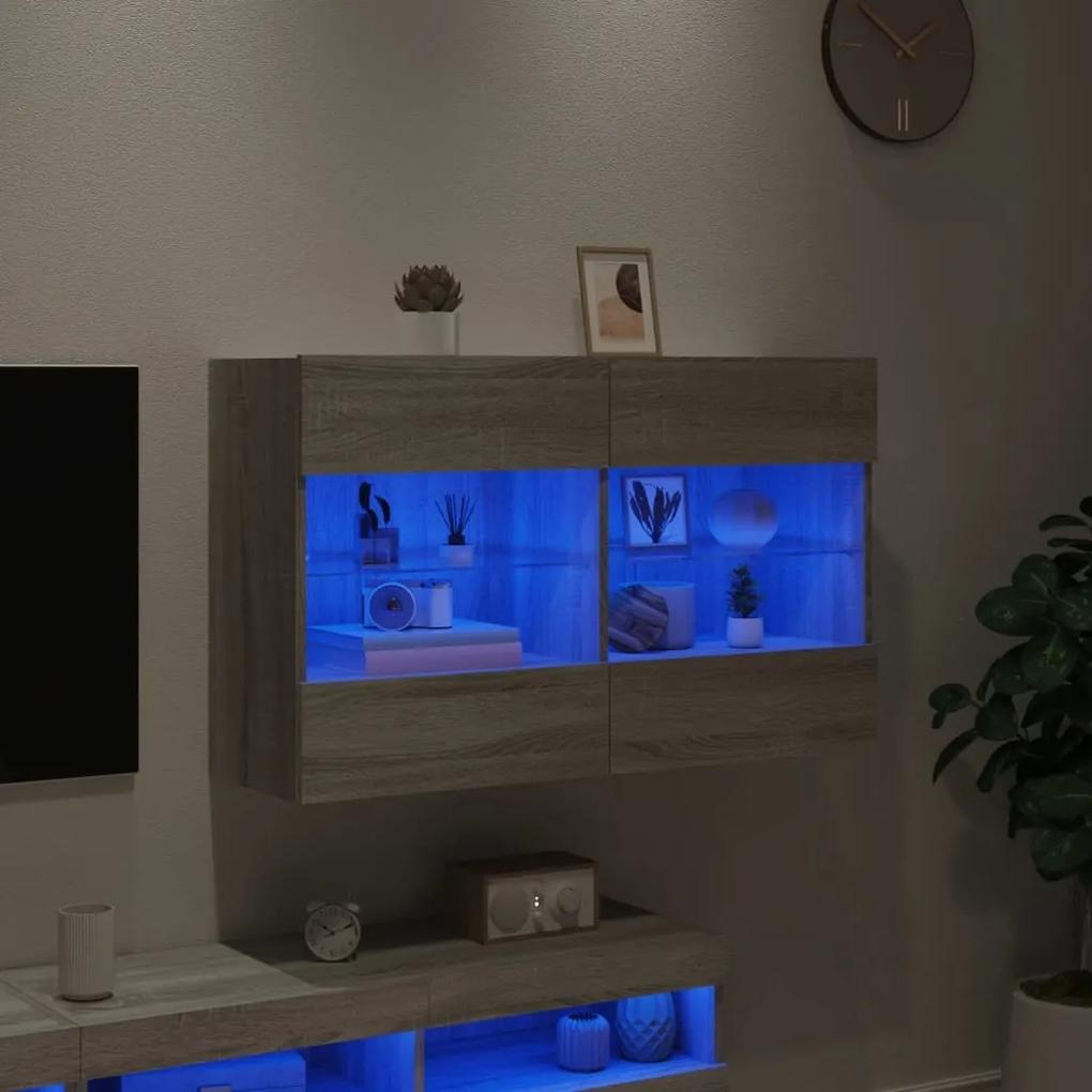 vidaXL Nástěnná TV skříňka s LED osvětlením 98,5x30x60,5 cm [837111] Barva: Černá