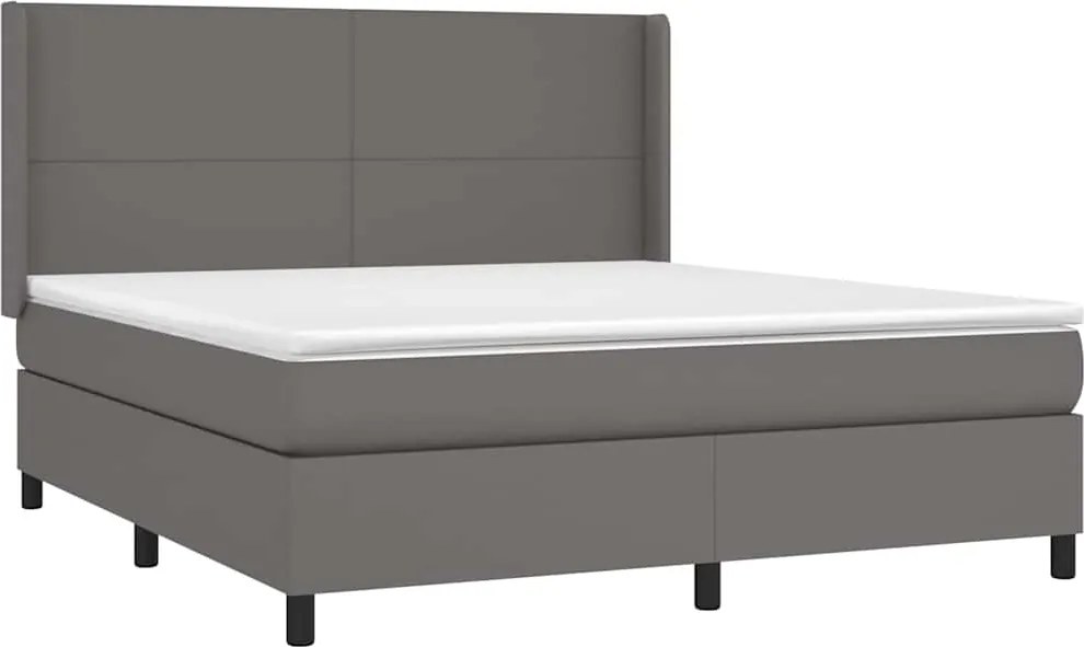 Box spring postel s matrací šedá 160x200 cm umělá kůže 3132391