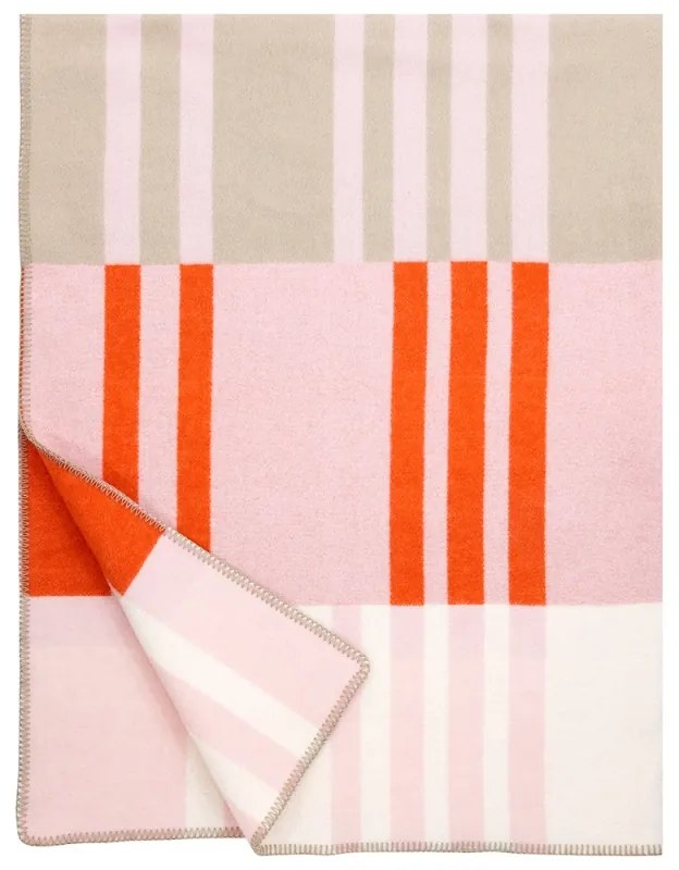Vlněná deka Toffee 130x180, oranžovo-růžová
