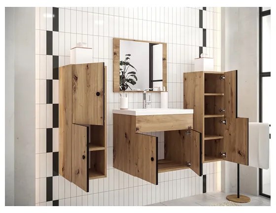 Koupelnový nábytek Nasetio VI, Sifon k umyvadlu: ano, barva: dub artisan, Baterie: ne