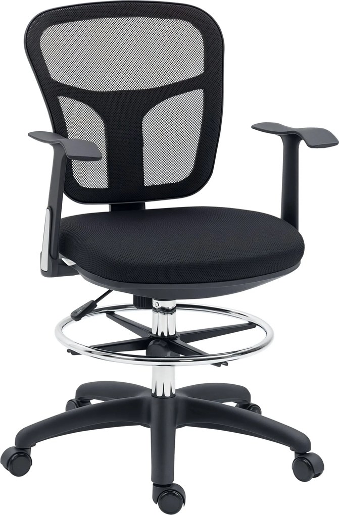 Vinsetto Kancelářská židle, Ergonomická kreslící židle, počítačová židle s výškou 95-115 cm s opěrkami, židle k pracovnímu stolu s opěrkou nohou, otoč