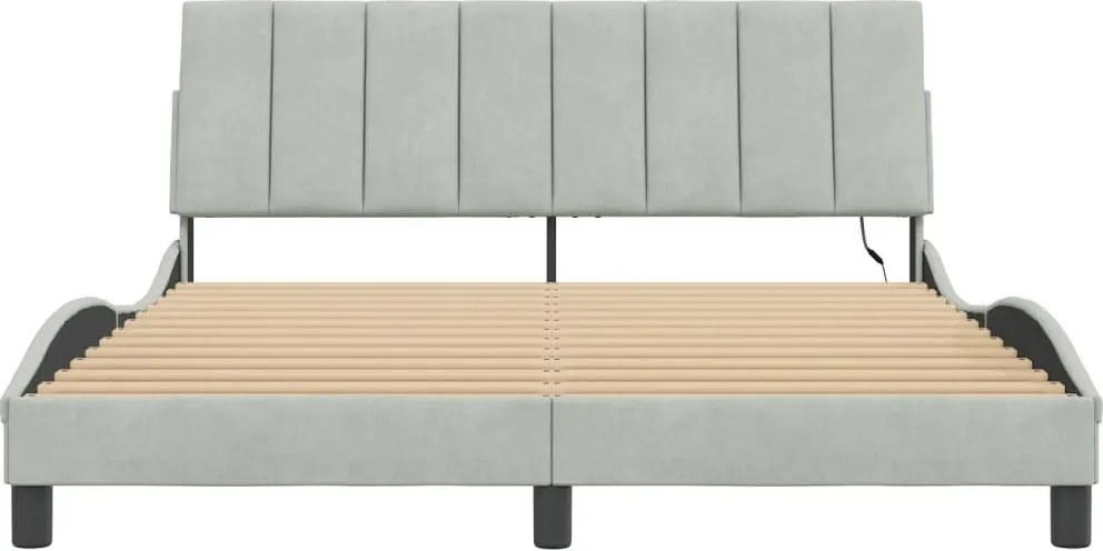 Rám postele s LED osvětlením bez matrace Hanko světle šedý 160 x 200 cm samet 3213787