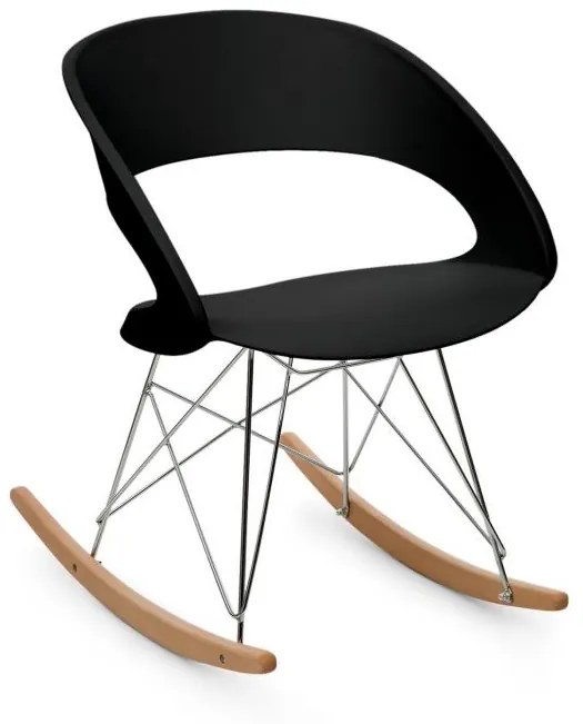 OneConcept Travolta houpací židle, retro, PP-konstrukce sedáku, březové dřevo, černá barva