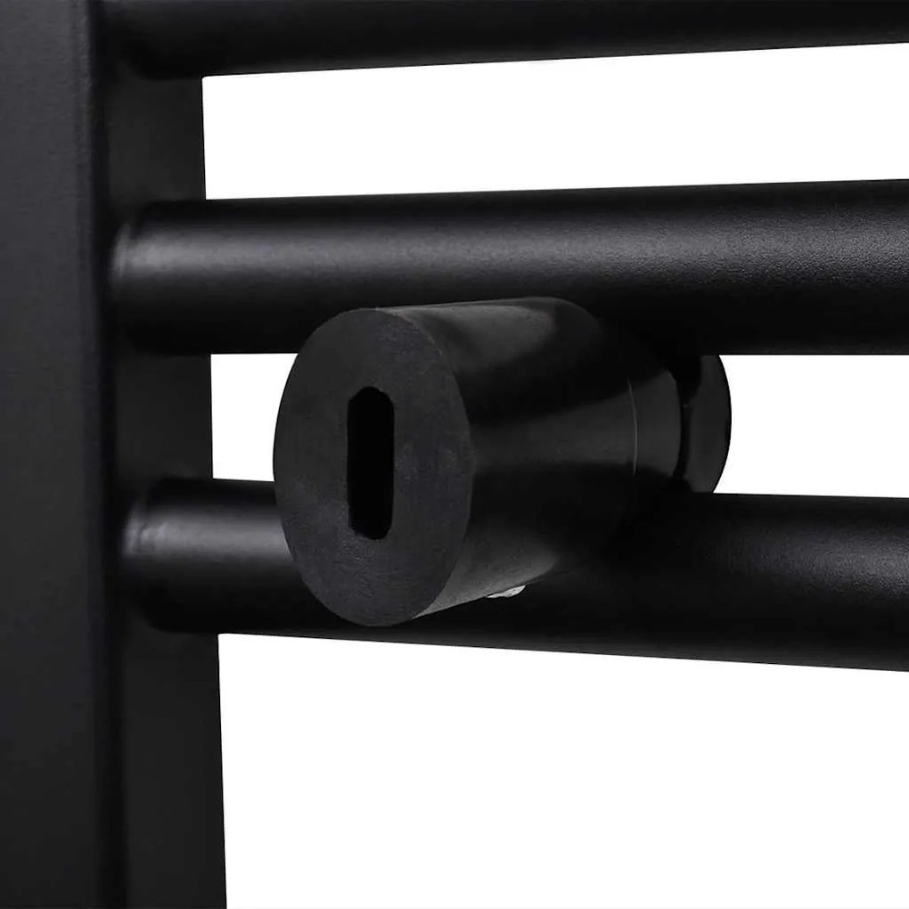 Černý žebříkový radiátor na ručníky rovný ústřední topení 500x1160 mm 141907