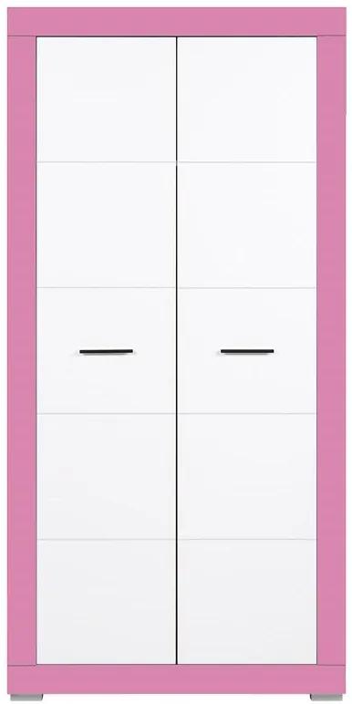 Šatní skříň TWIN TW9 - bílá/růžová