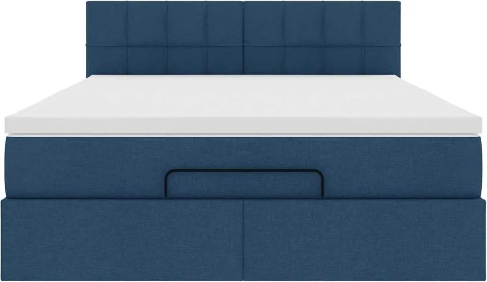 Osmanský rám postele s matrací modrá 140x200cm textil 3311469