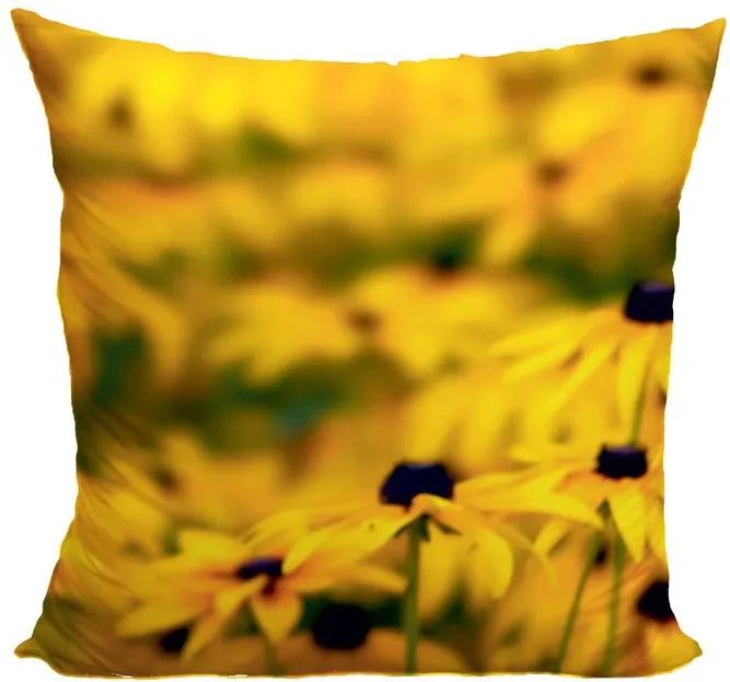 IMPAR Polštář Žluté květy v poli 40x40 cm (Velikost: 40 x 40 cm)