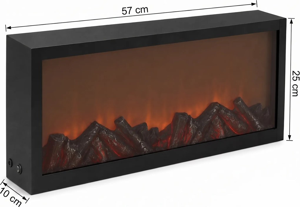 Dekorativní LED krb, kovový, 10 x 57 x 25 cm