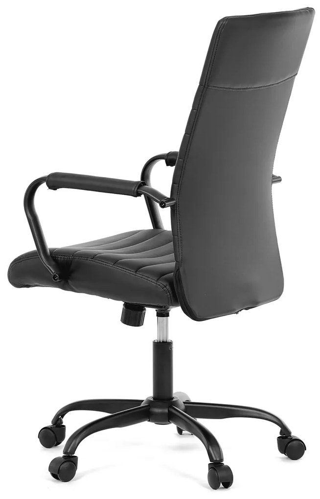 Autronic Kancelářská židle, černá ekokůže, houpací mech, kolečka pro tvrdé podlahy, černý kov
