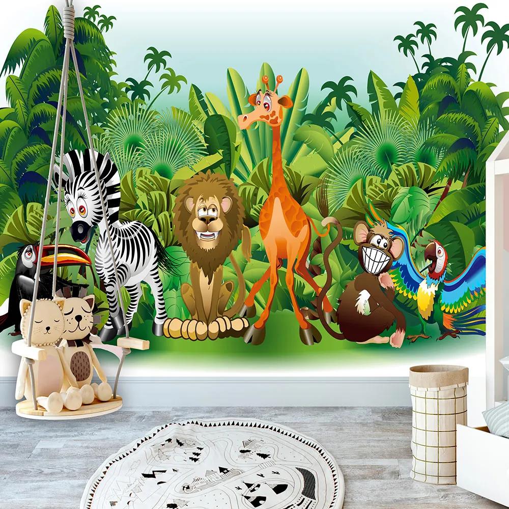 Samolepící fototapeta - Zvířata v džungli pro děti 392x280