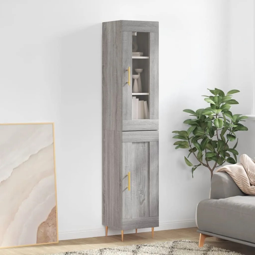 Skříň highboard šedá sonoma 34,5 x 34 x 180 cm kompozitní dřevo