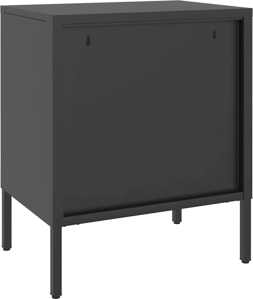 Noční stolky 2 ks černé 50 x 35 x 60 cm sklo a ocel 3211825