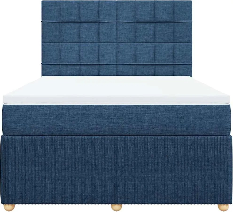Box spring postel s matrací modrá 140x190 cm textil 3294357