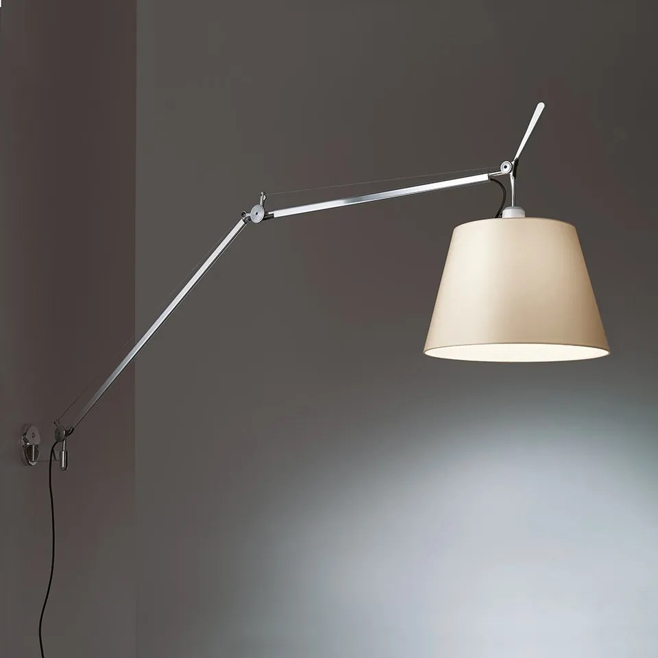 Artemide 0564010A + 0563050A + 0780010A Tolomeo Wall Mega s vypínačem, 1x150W E27, pergamenové svítínítko prům. 32cm, max. délka 185cm