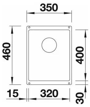Blanco Subline 320-U Granitový dřez bez odkapu, 35x46cm, černá, spodní montáž, 525983