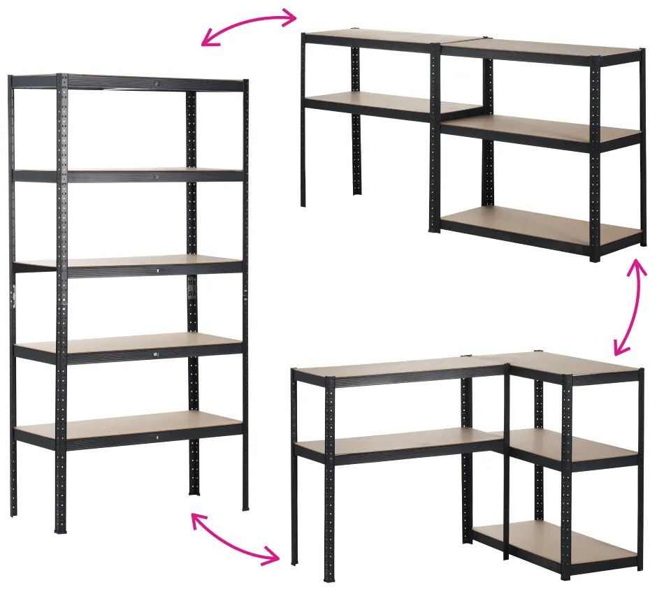 Kondela Regál, dub/černá, RADMAN