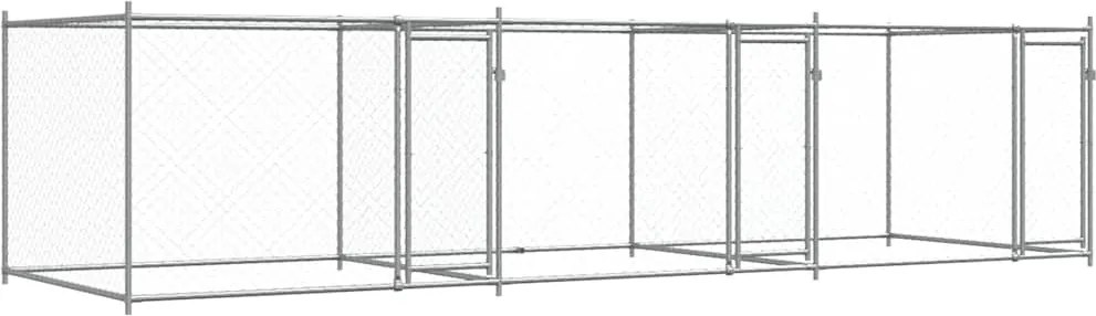 Klec pro psy s dvířky šedá 6 x 2 x 1,5 m pozinkovaná ocel 3209574