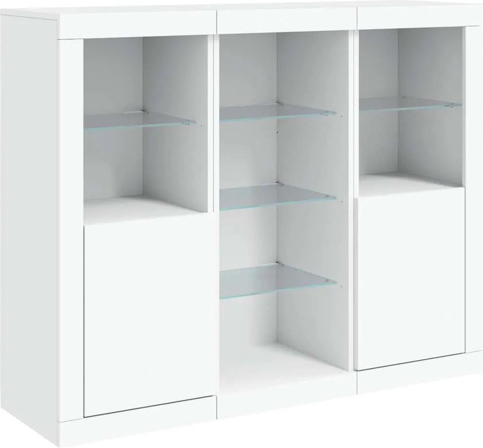Příborníky s LED osvětlením 3 ks bílé kompozitní dřevo 3209121