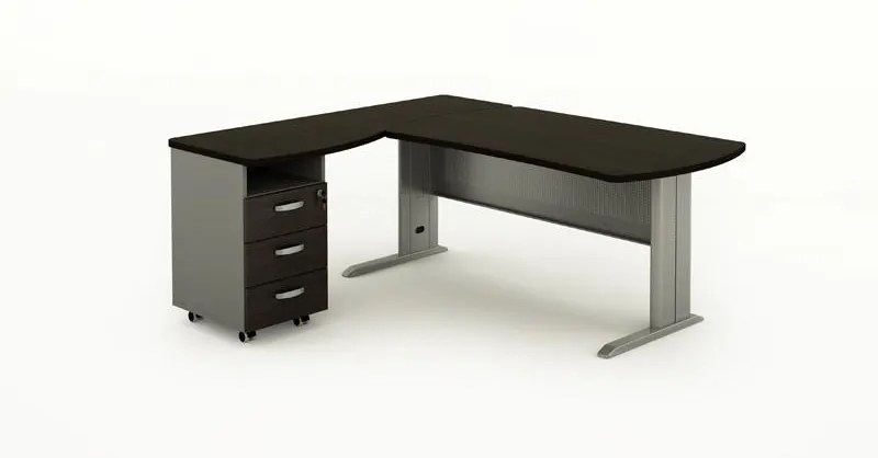 b2b partner Rohový psací stůl BERN, wenge, 1800x1600x740 mm (2030291)