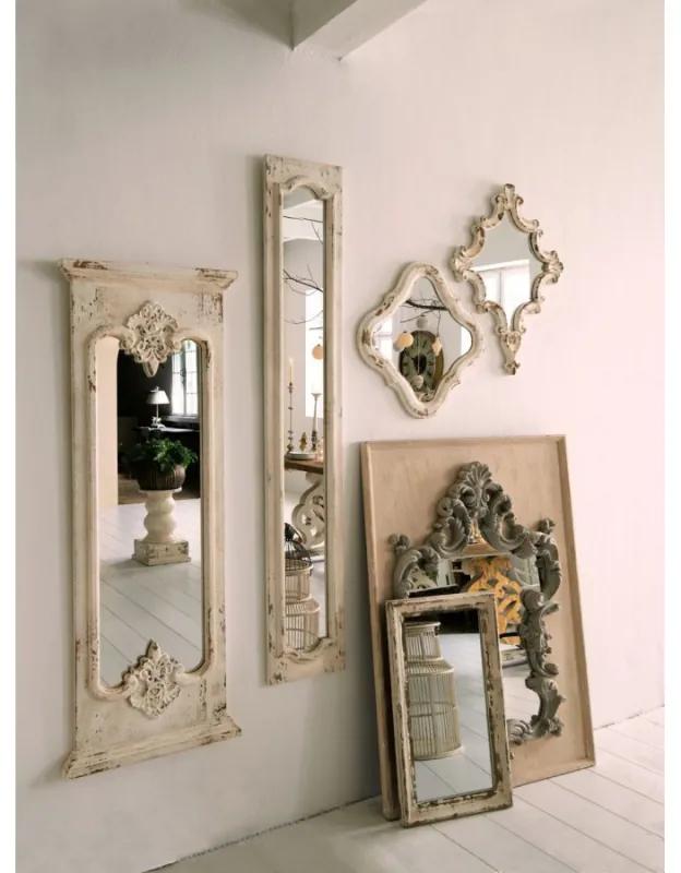 Nástěnné zrcadlo v bílo hnědém dřevěném rámu – 59x2x59 cm