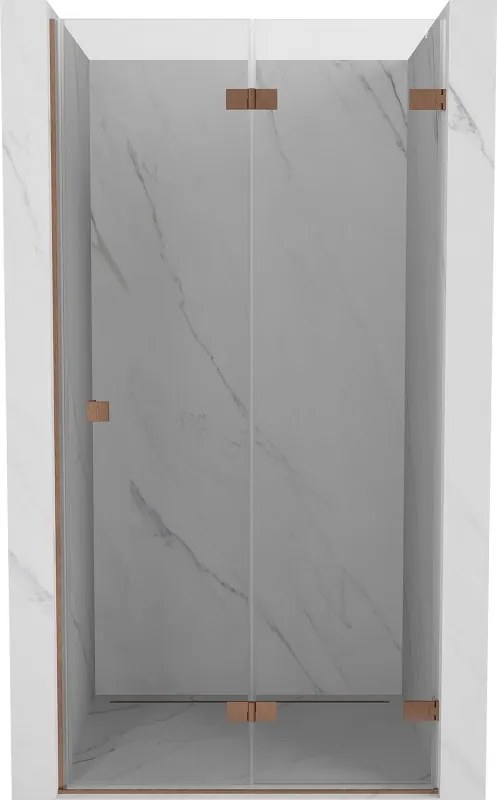 Mexen Lunar-F, pravé skládací sprchové dveře 60 cm, 8mm čiré sklo, měděný matný profil, 836-060-000-65-00-P