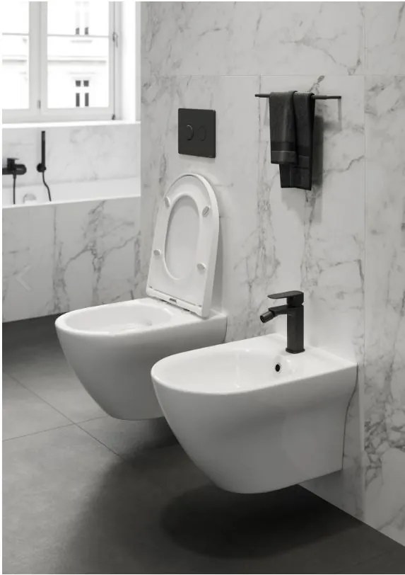 Cersanit Larga Oval CleanOn - závěsná wc mísa se SLIM sedátkem z duroplastu, bílá, S701-472