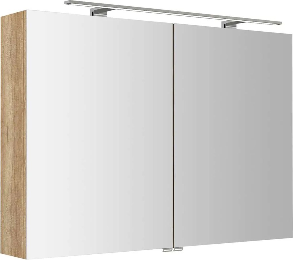 Sapho Riwa - Zrcadlová skříňka s LED osvětlením 101x70x17 cm, dub alabama RIW100-0022