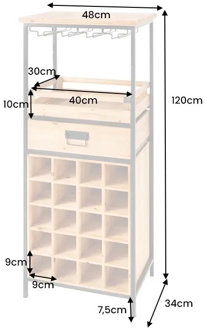 Regál na víno Nikolas 120 cm borovice