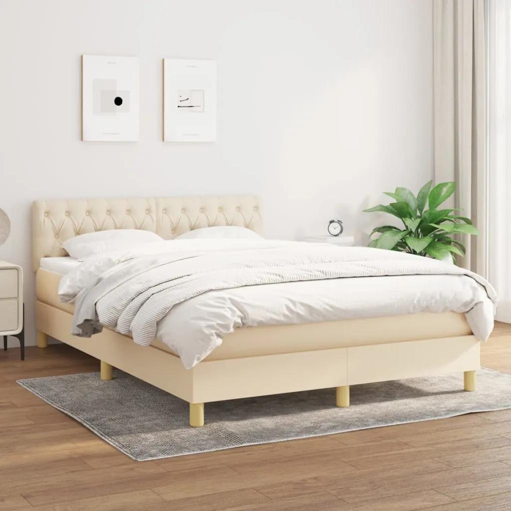 Box spring postel s matrací krémová 140x190 cm textil,  3140854