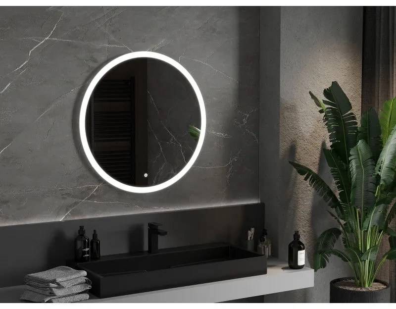 Mexen Oro, kulaté LED podsvícené koupelnové zrcadlo 80 cm, 6000K, topná podložka proti zamlžování, 9824-080-080-611-00