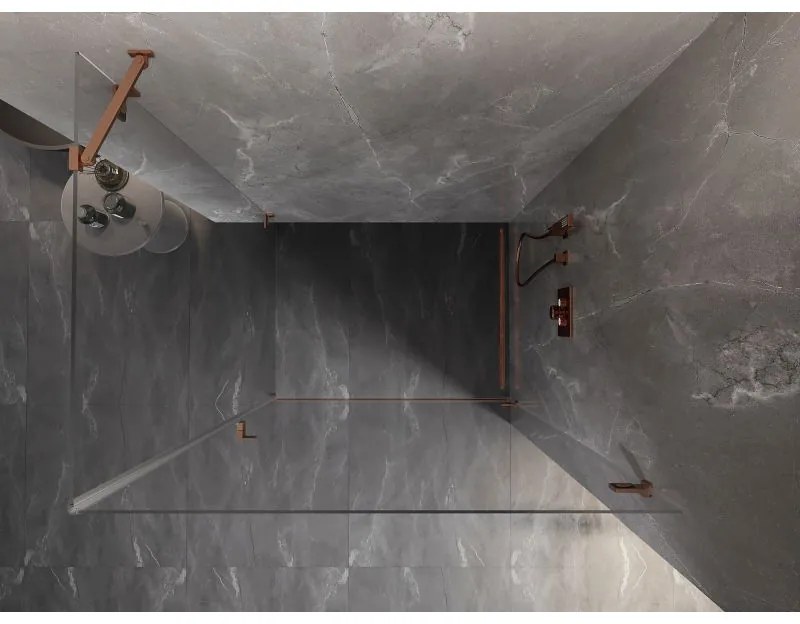 Mexen Lunar-B, pravostranný výklopný sprchový kout 100 x 70 cm, 8mm čiré sklo, profil měděná matná, 832-100-070-65-00-P