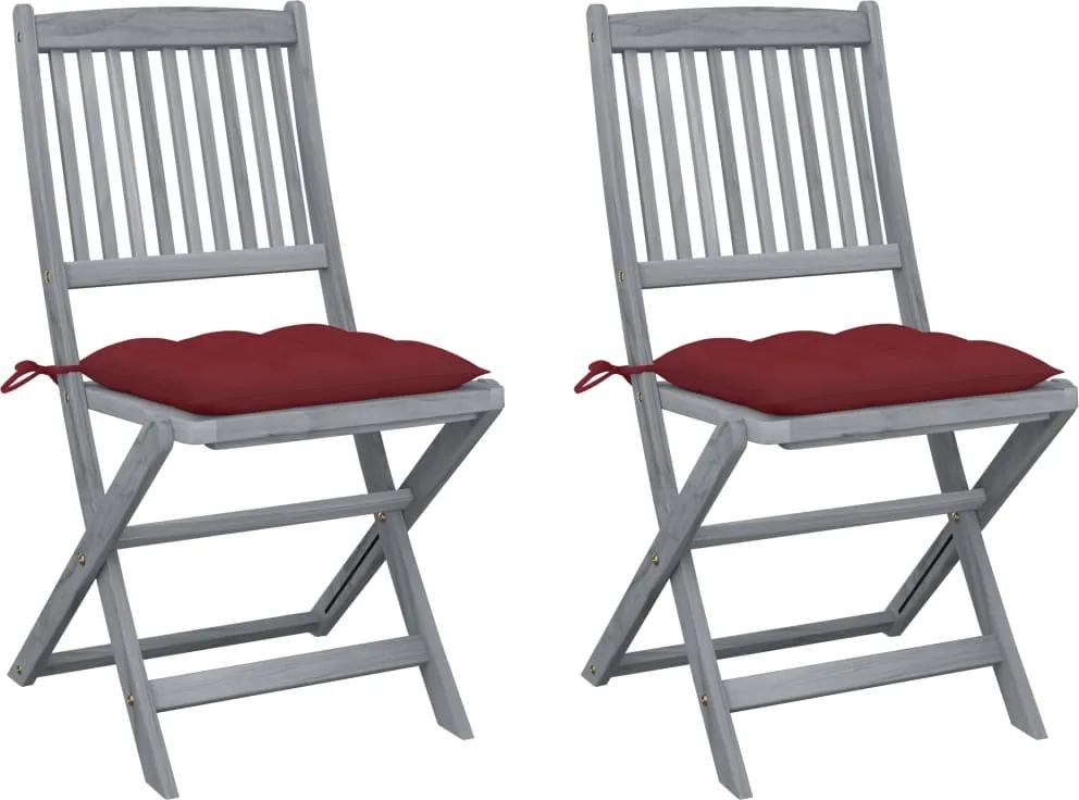 vidaXL Skládací zahradní židle s poduškami 2 ks masivní akáciové dřevo [3064553] Barva: Světle modrá