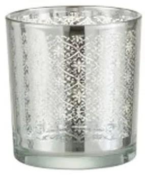 Skleněný svícen se stříbrným ornamentem Oriental silver - Ø 7*8cm