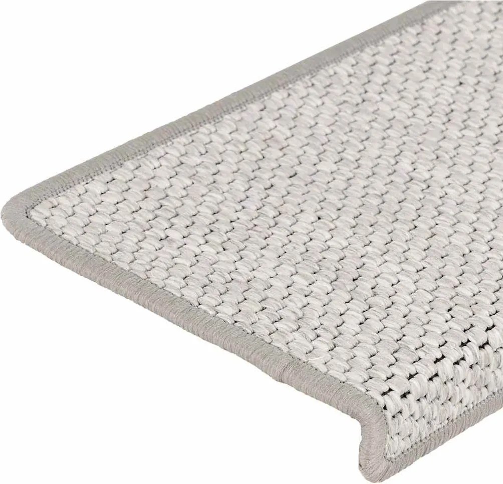 Samolepicí nášlapy na schody sisal 15 ks 65 x 21 x 4 cm platina 326882