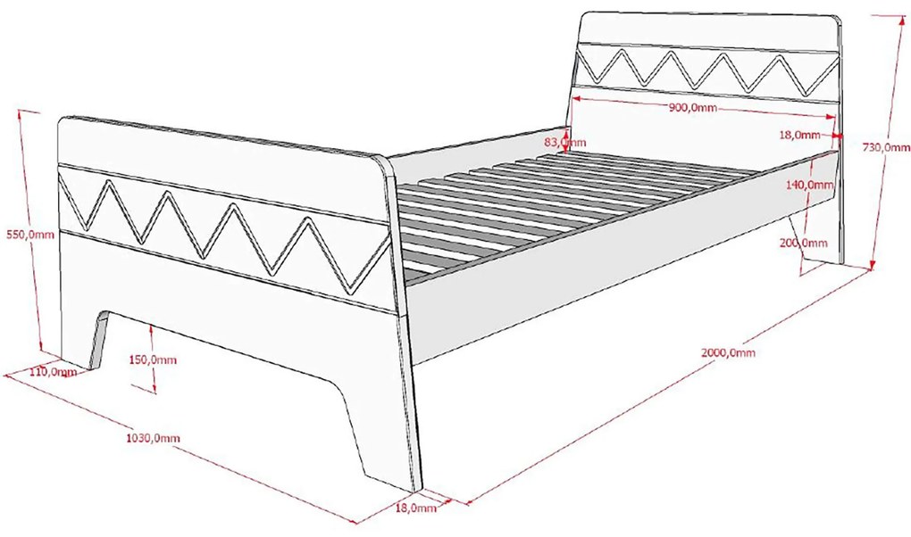 Dětská postel annie 90 x 200 cm modrá MUZZA