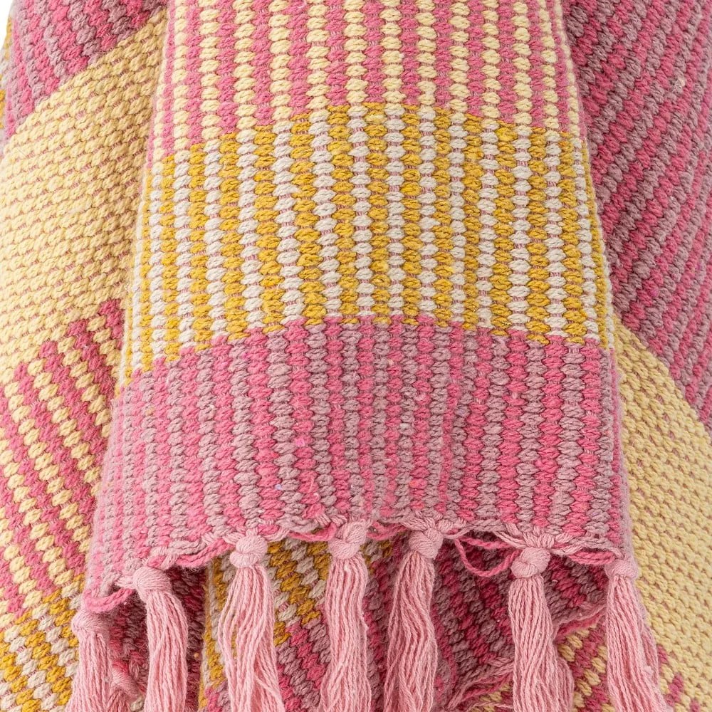 Žlutá/růžová deka z recyklované bavlny 130x160 cm Isnel – Bloomingville