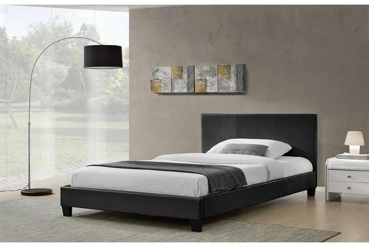 Manželská postel 180x200 cm s lamelovým roštem černá ekokůže TK3019