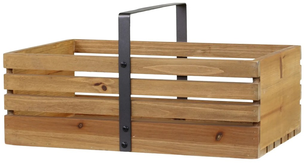 Hnědý antik dřevěný box s rukojetí Apple Crate - 40*25*20 cm