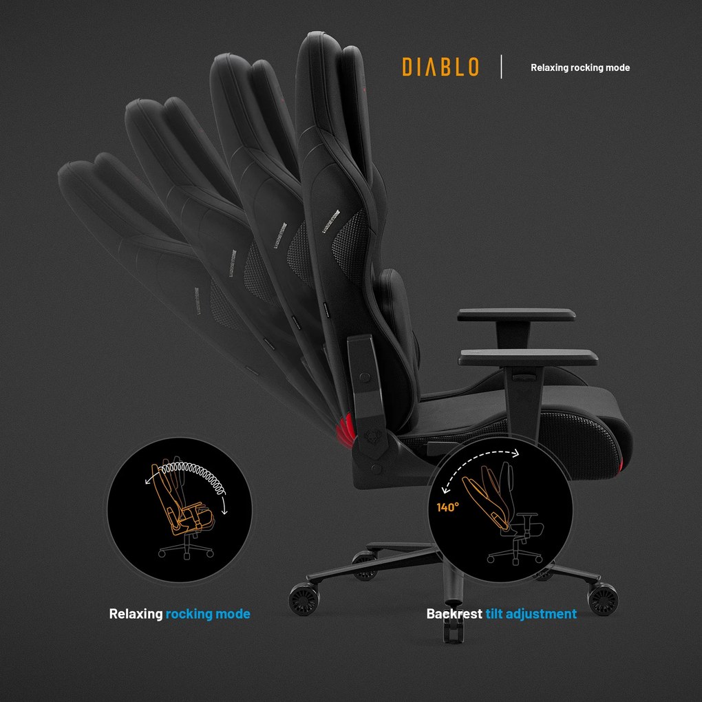 Herní židle černá Normal Size: Diablo X-One Prime Burned Black