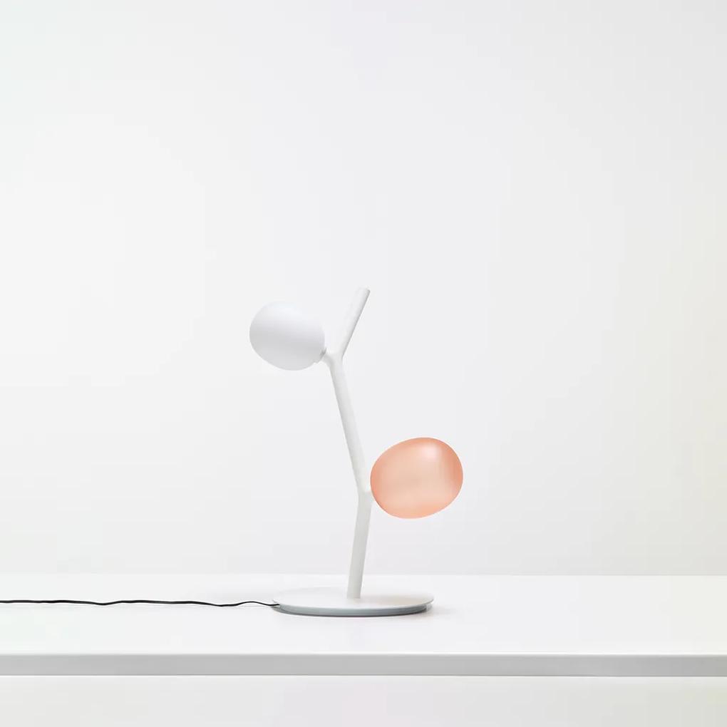 Stolní lampička v organickém designu Ivy Table Dekor: Bílé a růžové sklo / Bílá montura