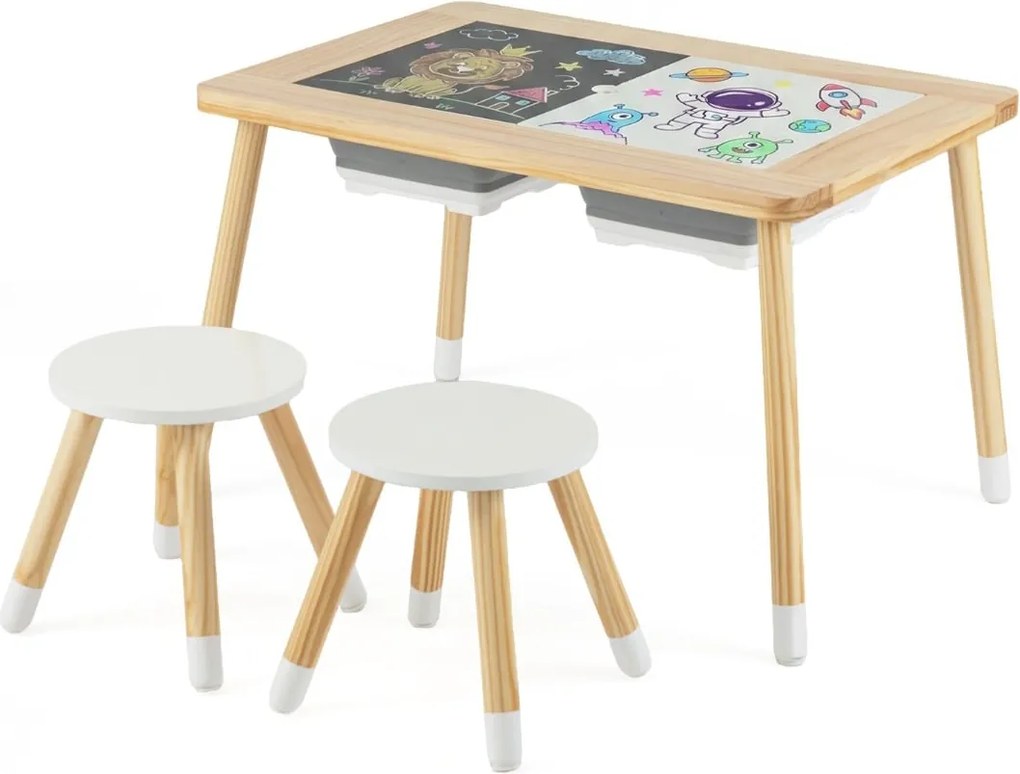 Costway Senzorický a hrací stůl s 2 stoličkami Dětský set stolu a židlí